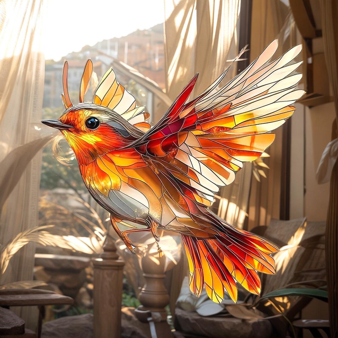 Bird Suncatcher - Stained Glass Effect Acrylic Window Hanging - Nature ...