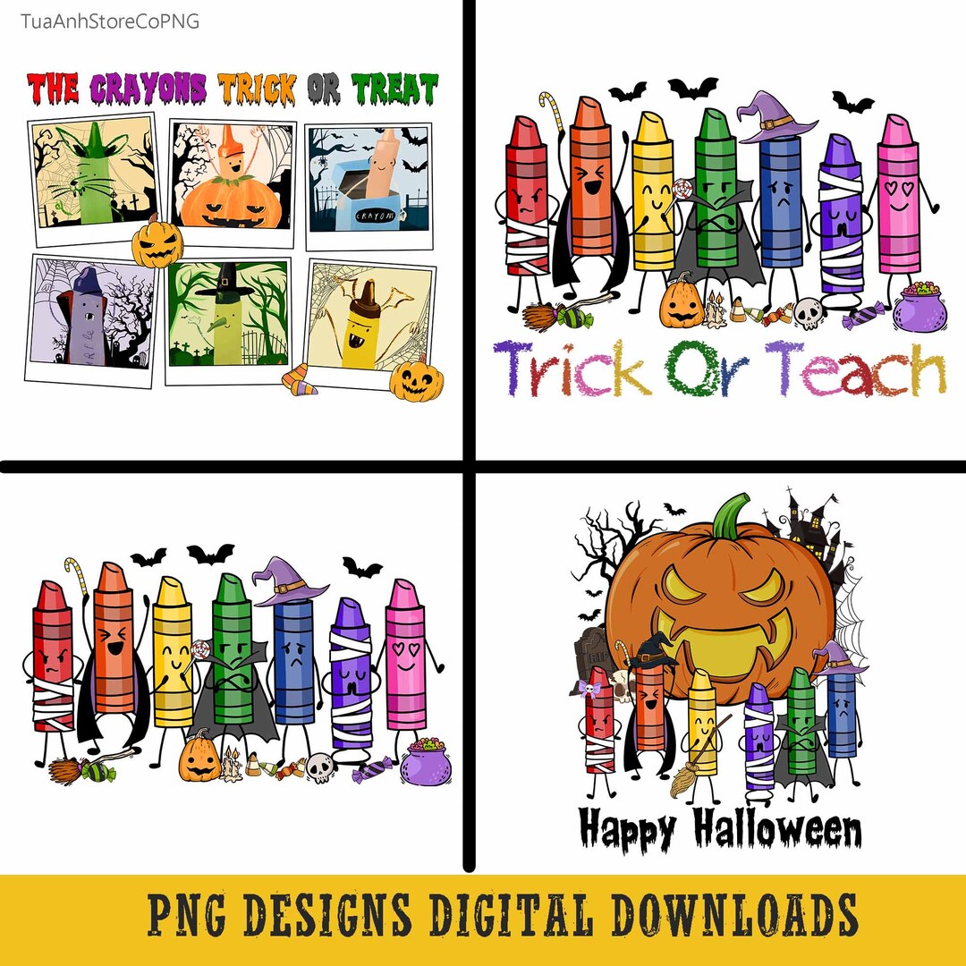 4 Png Trick or Teach Spooky Crayon Halloween Teacher, Crayon Halloween ...