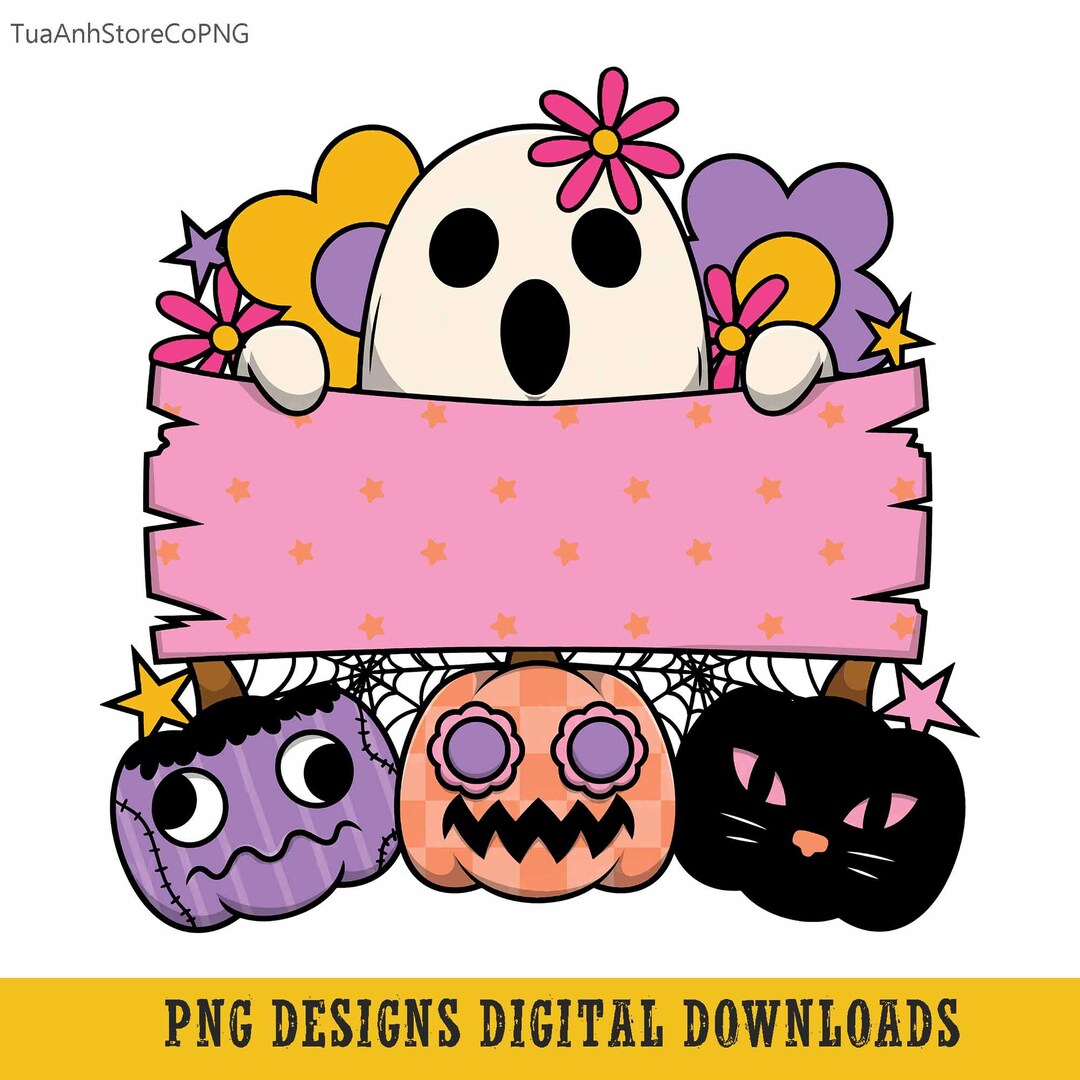 Personalized Halloween Png, Custom Name Png, Cute Ghost, Groovy ...