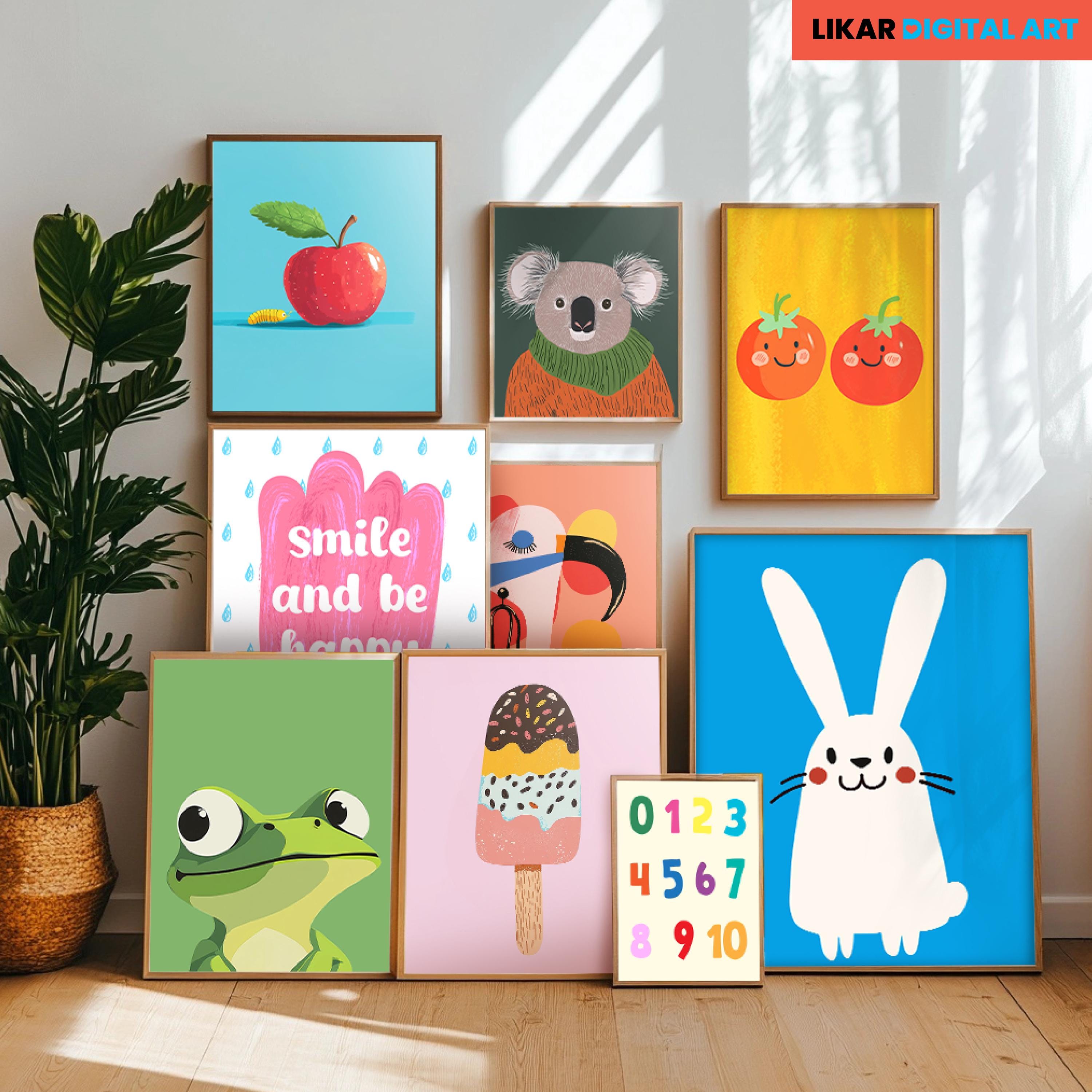 100 Kids Room Prints | Wall Art Set | Nursery Wall Art | Playroom Decor ...
