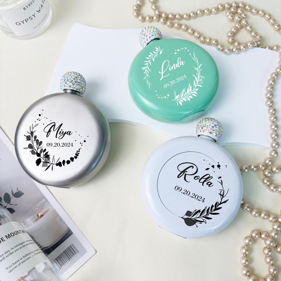 Personalized Round Flask, Name on Flask, Party Favors, Birthday Gifts ...