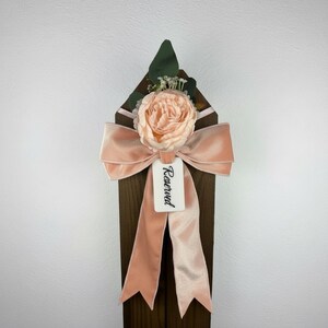 Set of 6 Blush Velvet Reserved Pew Decor | White Acrylic Wedding Sign ...