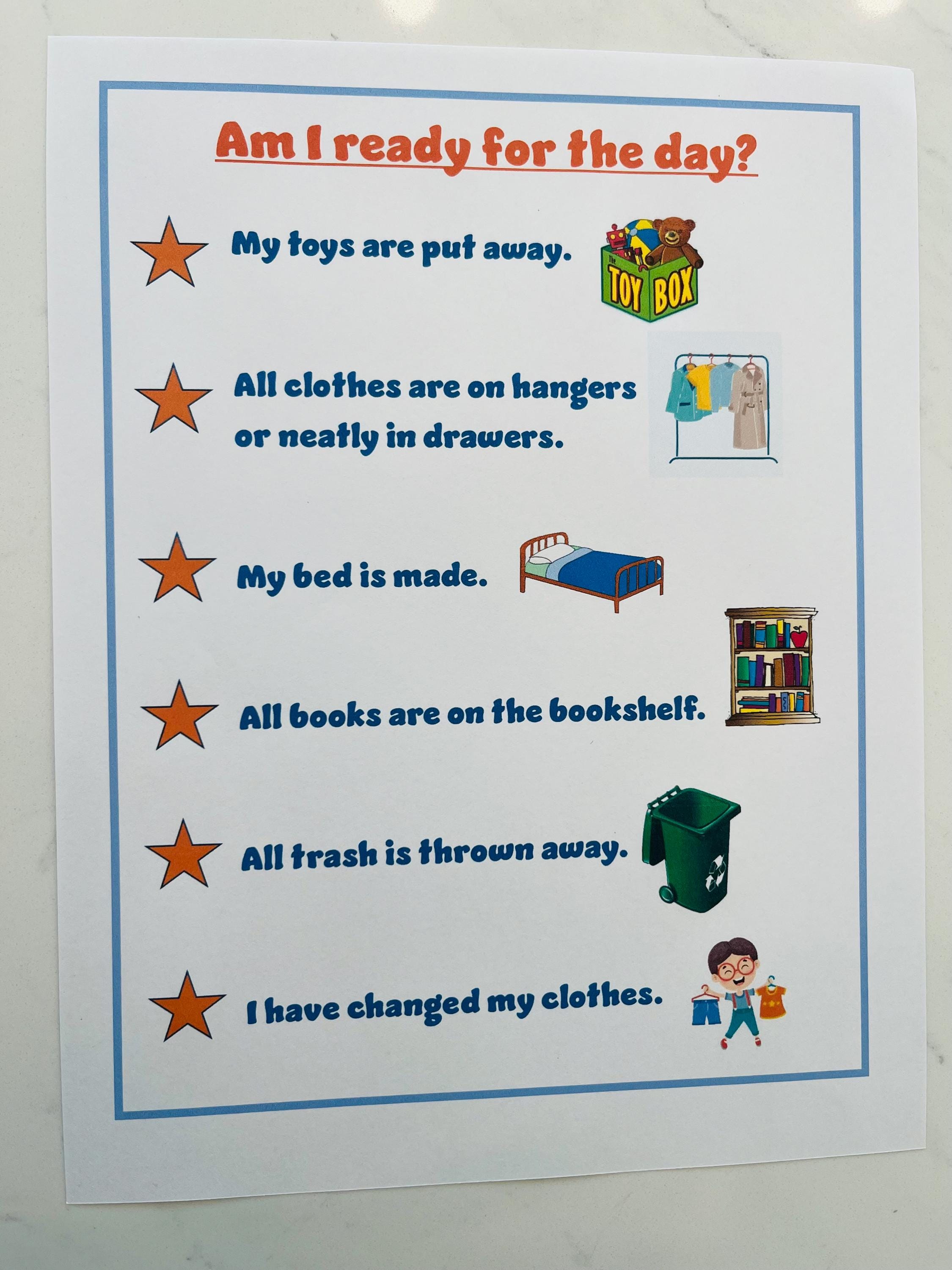Kids Clean Room Checklist - Etsy