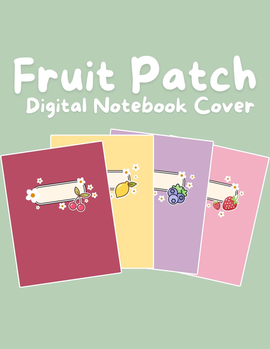 8 Pastel Fruit Patch Digital Notebook Cover Bundle, Goodnotes Cover ...