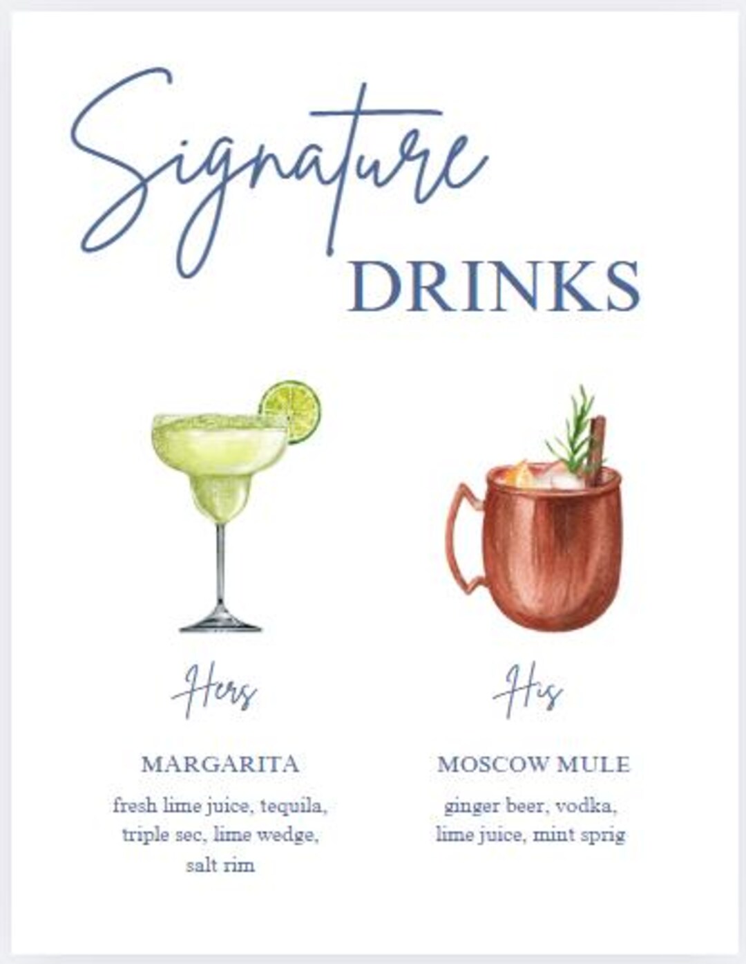 Signature Drink Template Wedding DIY Download - Etsy