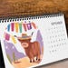 Illustrated Highland Cow Calendar for Travel Lover Gift Cute Highland ...