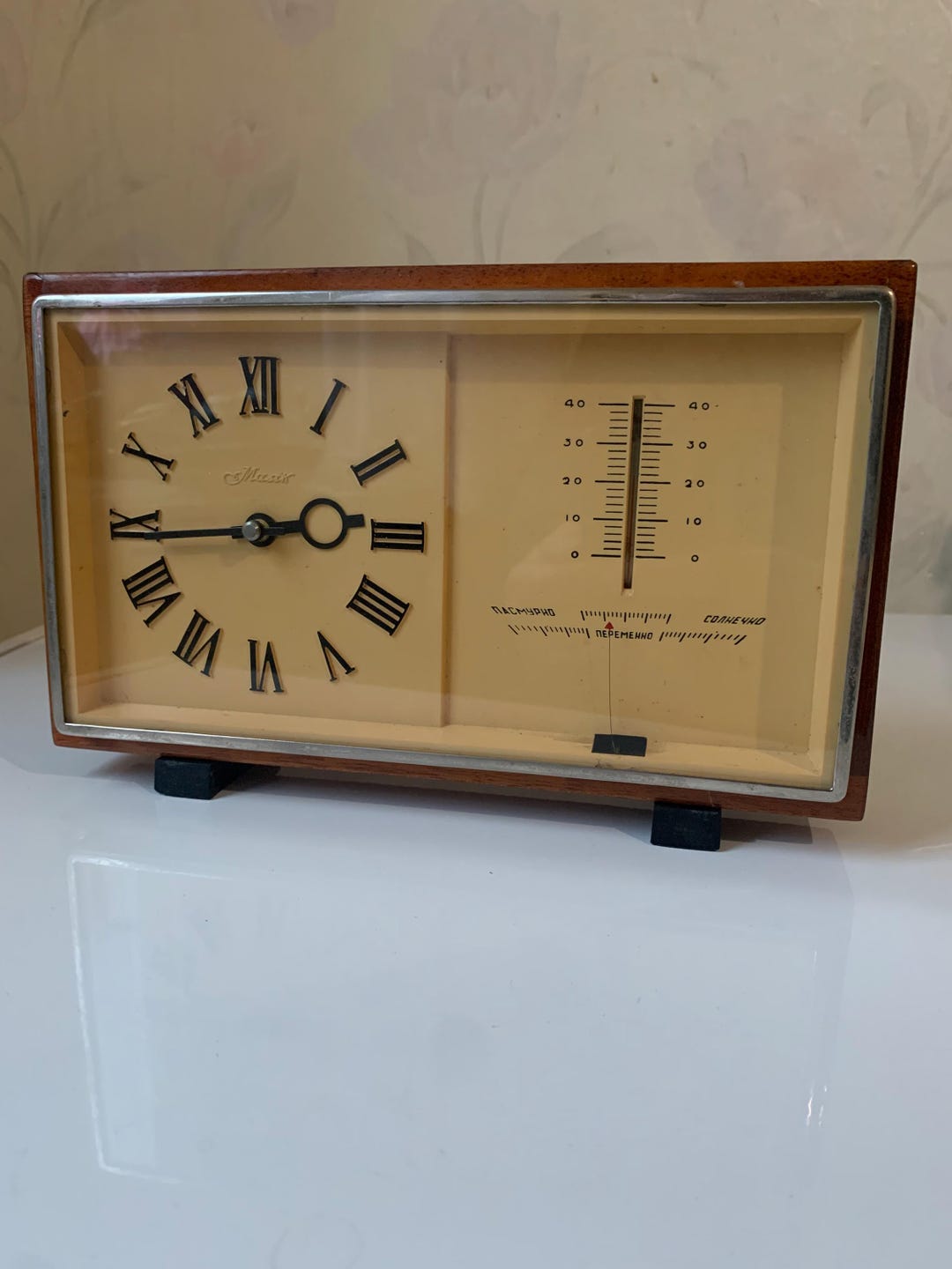 Vintage Mantel Clock USSR. Mayak. Thermometer, Barometer. Accurate ...