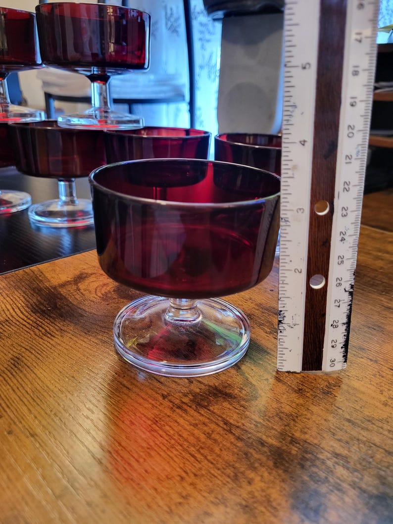 SOLD. Vintage Luminarc Arcoroc Ruby Red Dessert Glasses Sherbet Cups ...