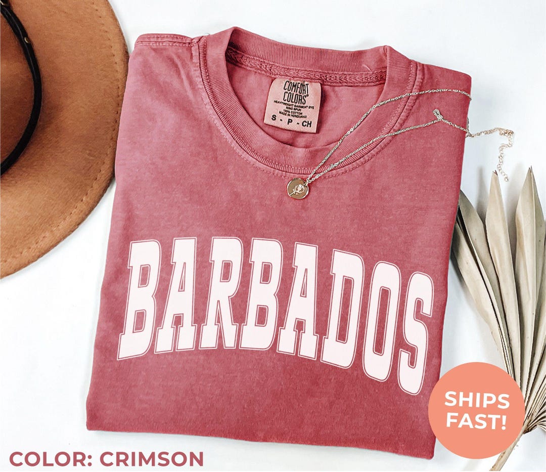 Barbados Comfort Colors Shirt: Retro Varsity Style Souvenir - Etsy