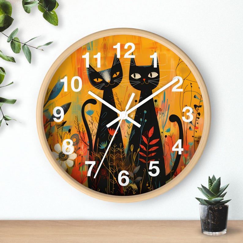 Atomic Cat Wall Clock, Unique Cat Themed Gift, Kitchen Living Room ...