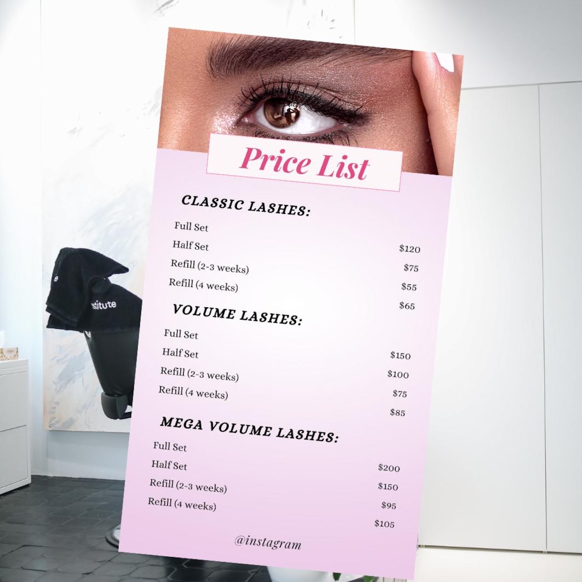 Eyelash Price List Template | Eyelash Extension Lash | Salon Pricing ...