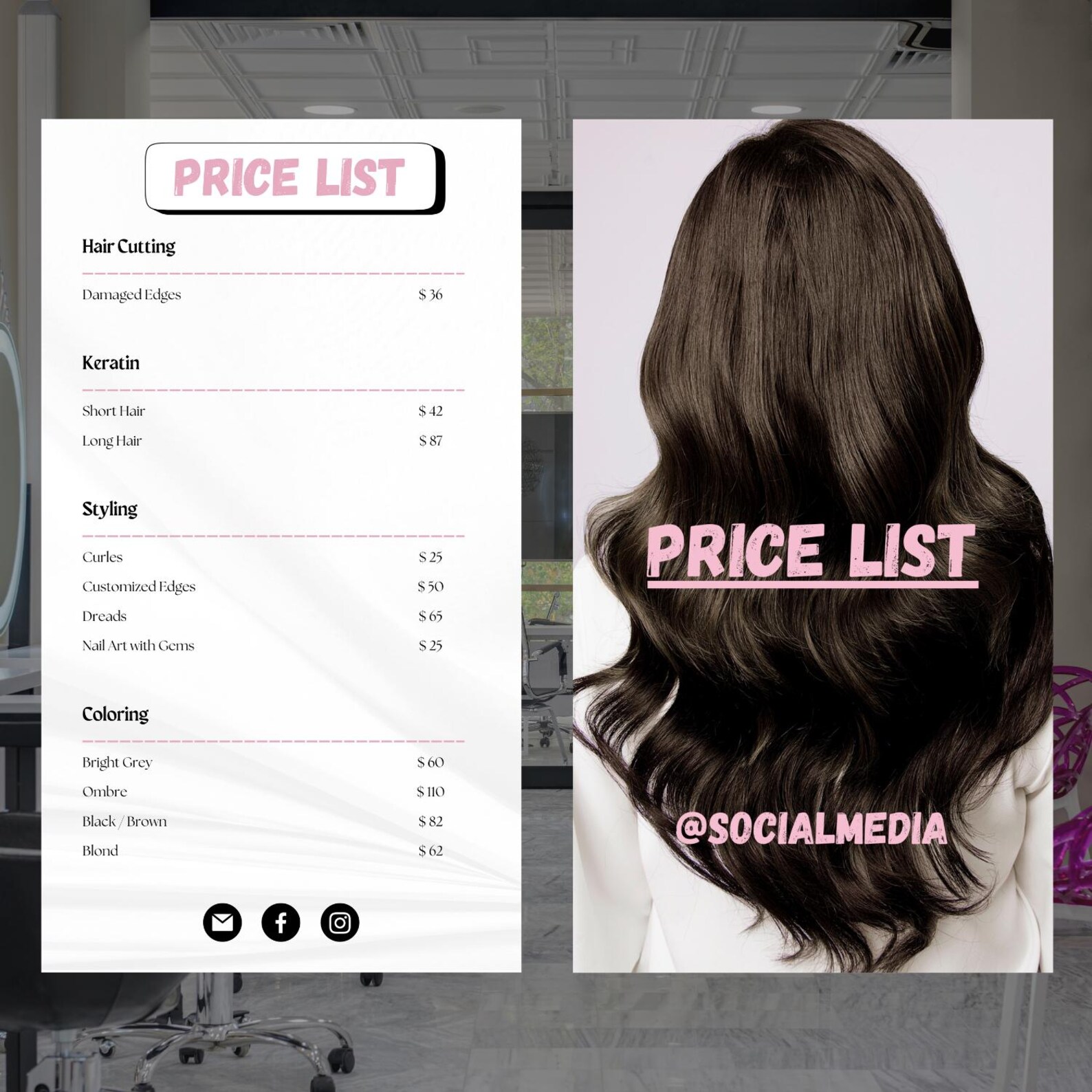 Editable Hair Salon Price List Template: Modern Canva Design - Etsy