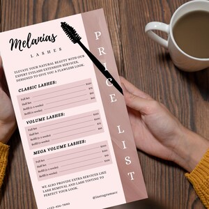 Editable Eyelash Extension Price List: Lash Salon Menu (canva Template ...