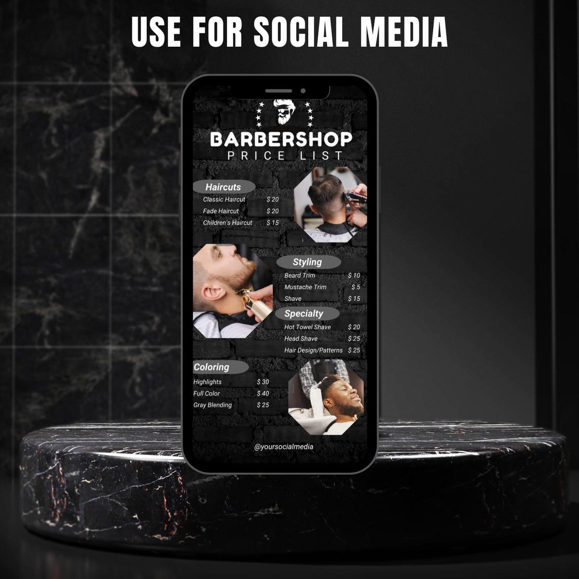 Barbershop Price List Template | Editable Barber Services Menu ...