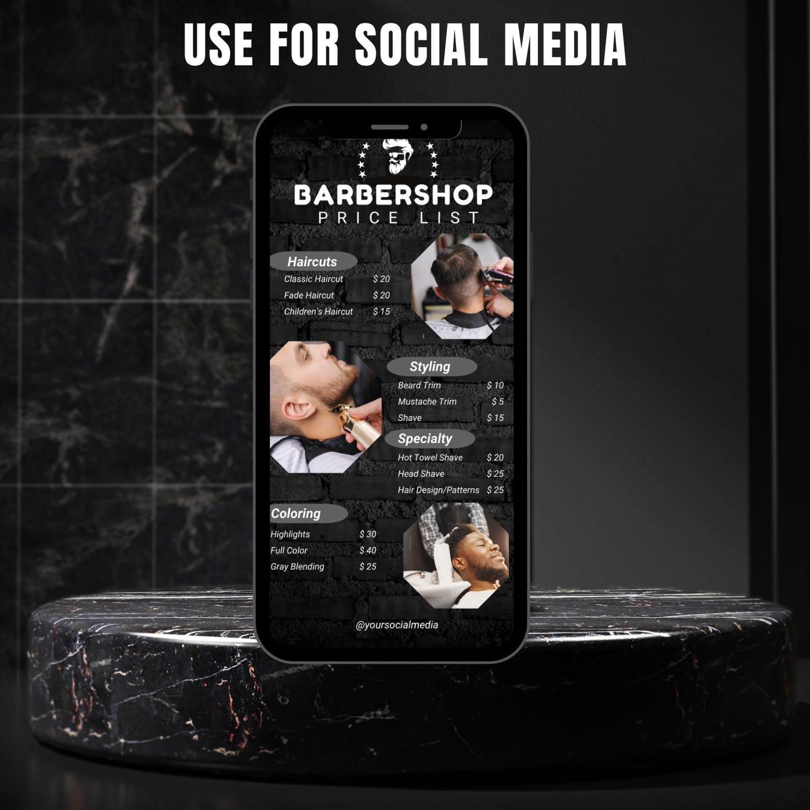 Barbershop Price List Template | Editable Barber Services Menu ...