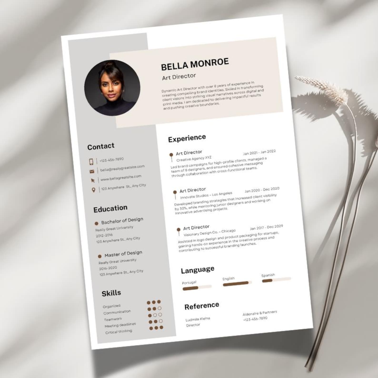 Modèle de CV modifiable Canva | CV professionnel avec photo | CV au design moderne et ...