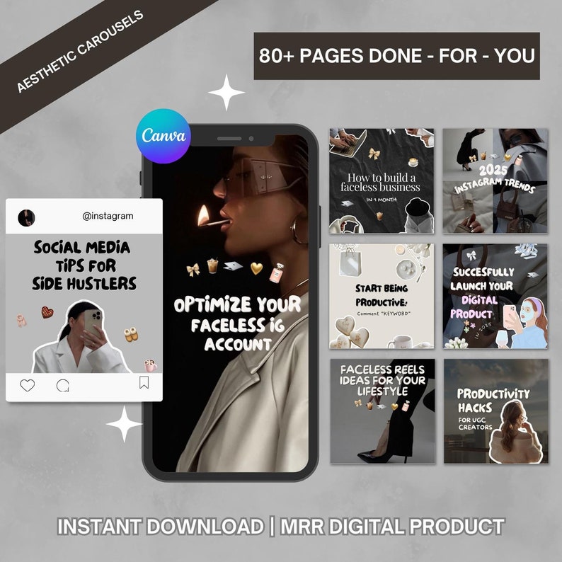 80+ Trendy Instagram Carousel Aesthetic Templates | MRR PLR | Tiktok ...