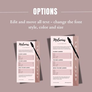 Editable Eyelash Extension Price List: Lash Salon Menu (canva Template ...