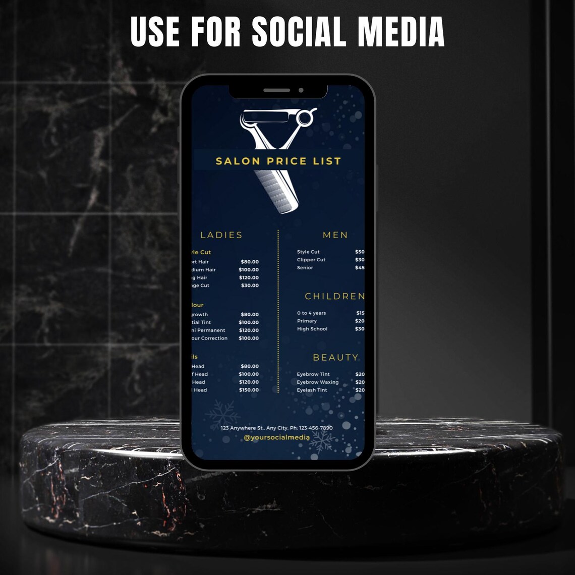 Hair Salon Price List Template | Editable Barber Services Menu ...