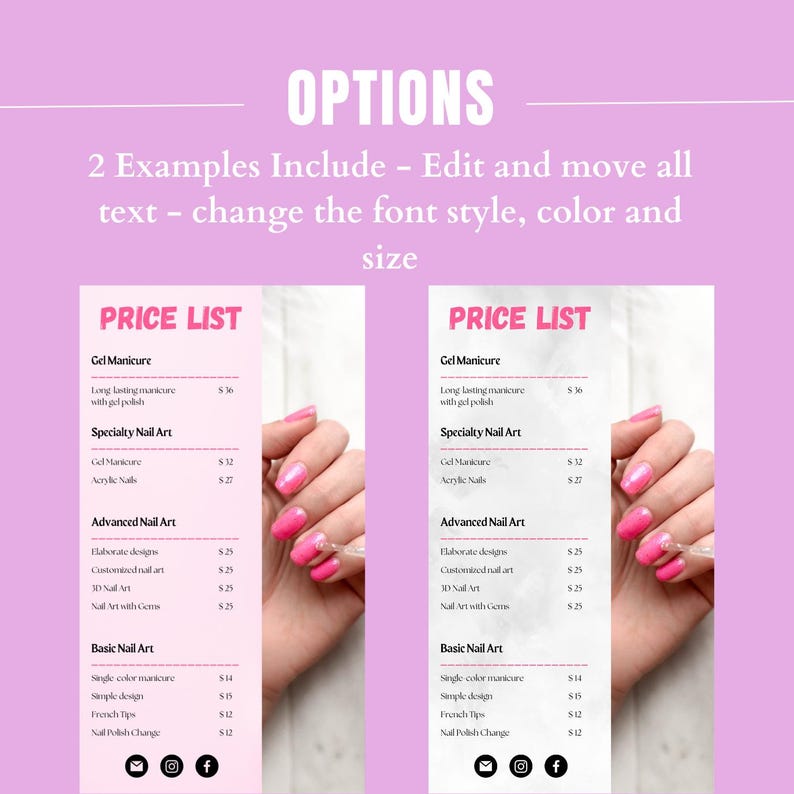 Nail Salon Price List Template | Editable & Printable | Modern Beauty ...