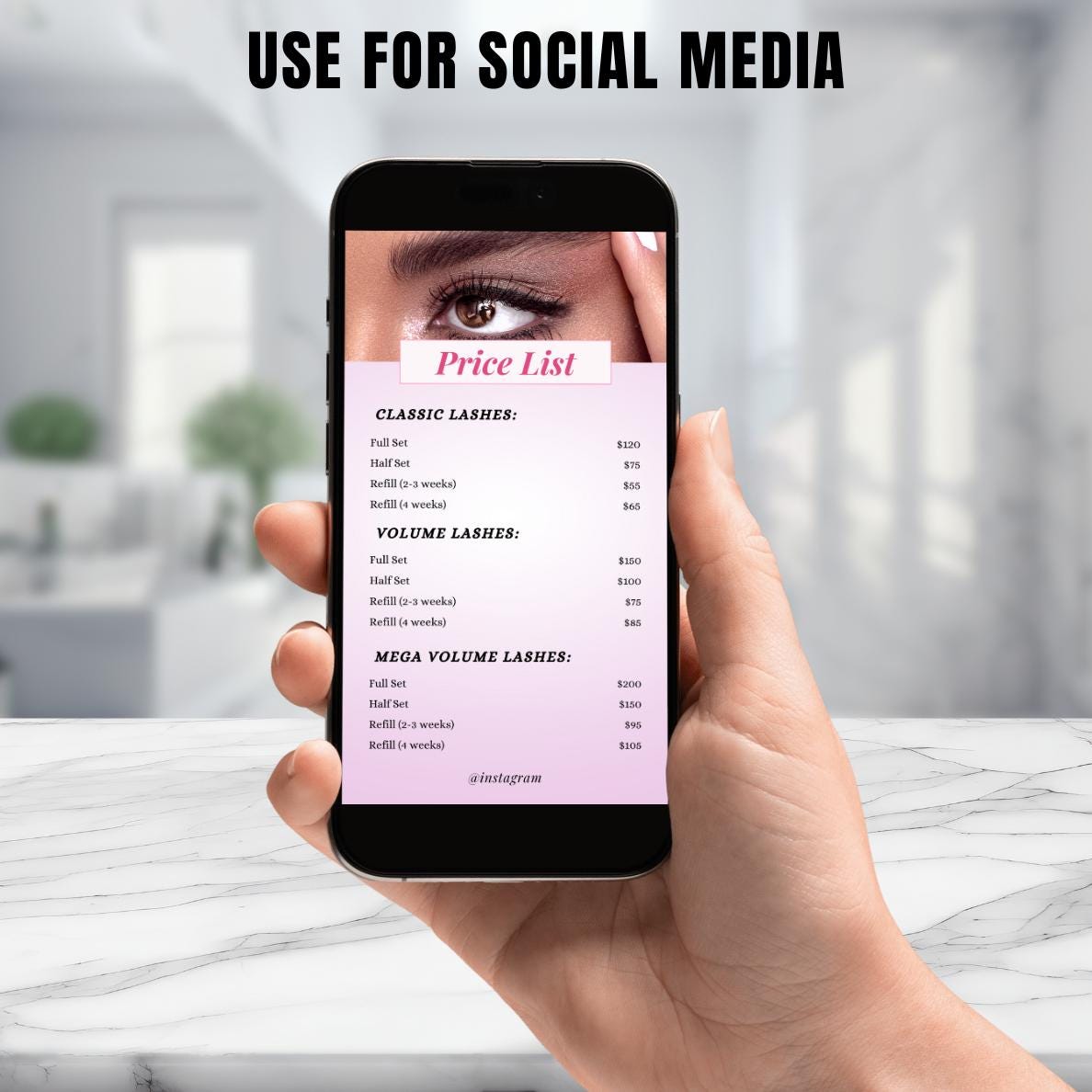 Eyelash Price List Template | Eyelash Extension Lash | Salon Pricing ...