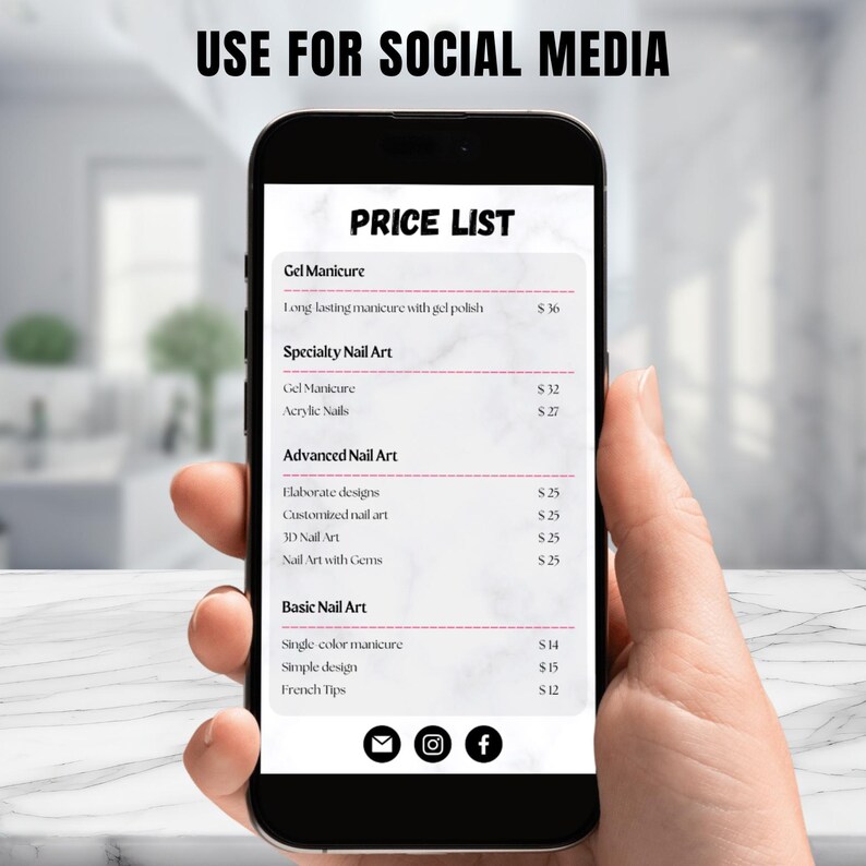 Editable Nail Salon Price List: Printable Beauty Sheet (canva) - Etsy
