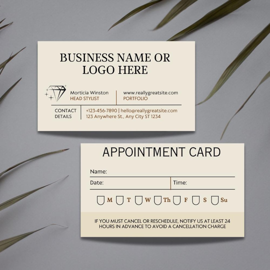 Retro Appointment Card Template: Simple Style, Editable in Canva ...