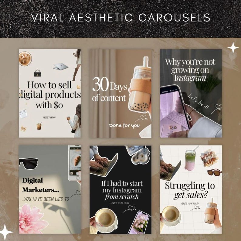 240+ Instagram Carousel Aesthetic Templates | MRR PLR | Tiktok ...