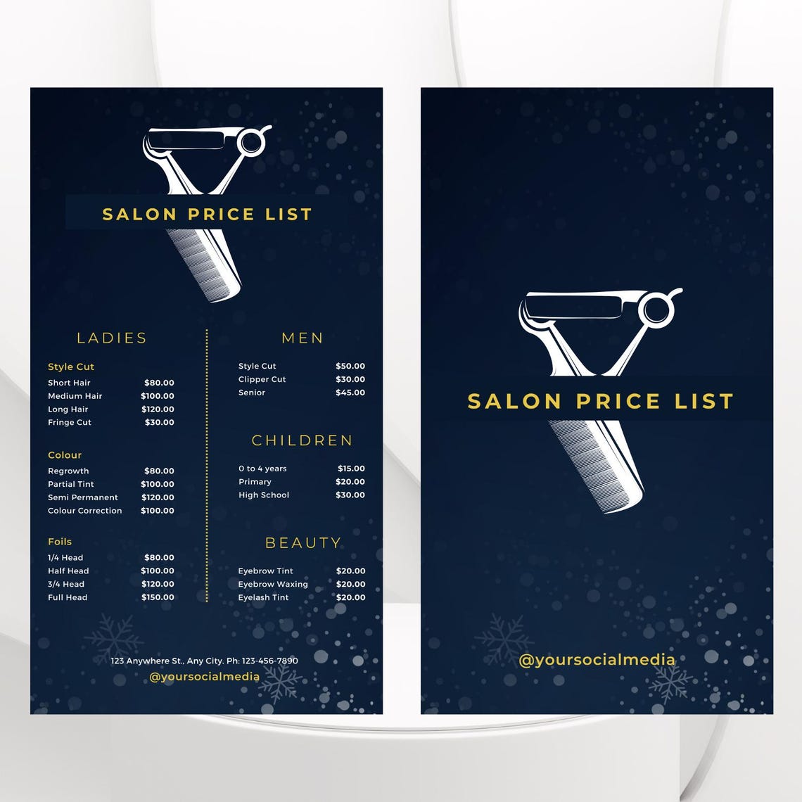 Hair Salon Price List Template | Editable Barber Services Menu ...