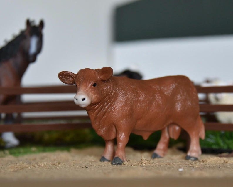 Limousin Red Bull, Realistic Toy Farm Cow, UK, Plastic, Kids Farm ...