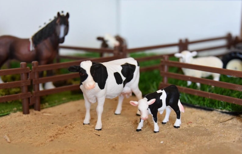 Black and White Dairy Cow and Calf, Holstein Friesian Toy Set, UK ...