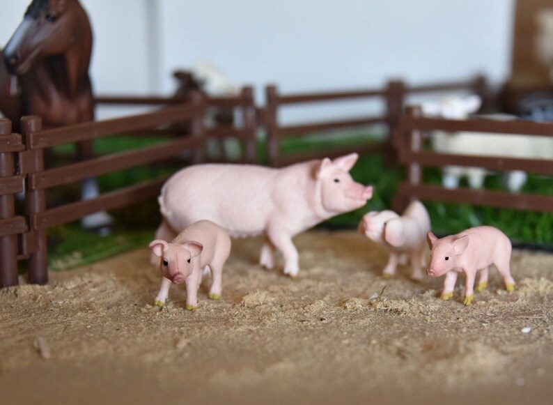 Pig Toy Set | Sow and Piglets | Pink Pigs | Farm | Pretend Play ...