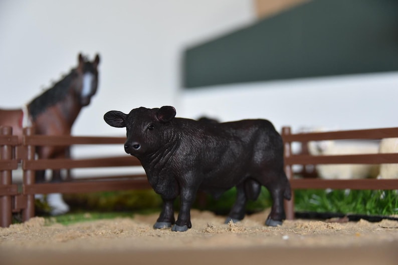 Black Angus Bull, Realistic Toy Farm Cow, UK, Plastic, Kids Farm Animal ...