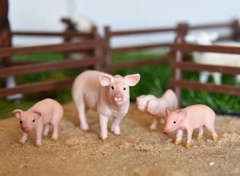 Pig Toy Set | Sow and Piglets | Pink Pigs | Farm | Pretend Play ...