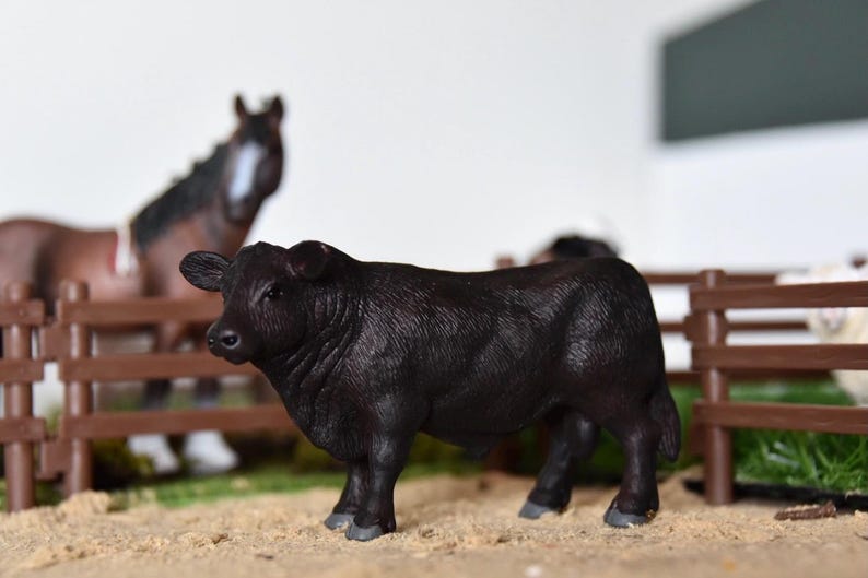 Black Angus Bull, Realistic Toy Farm Cow, UK, Plastic, Kids Farm Animal ...