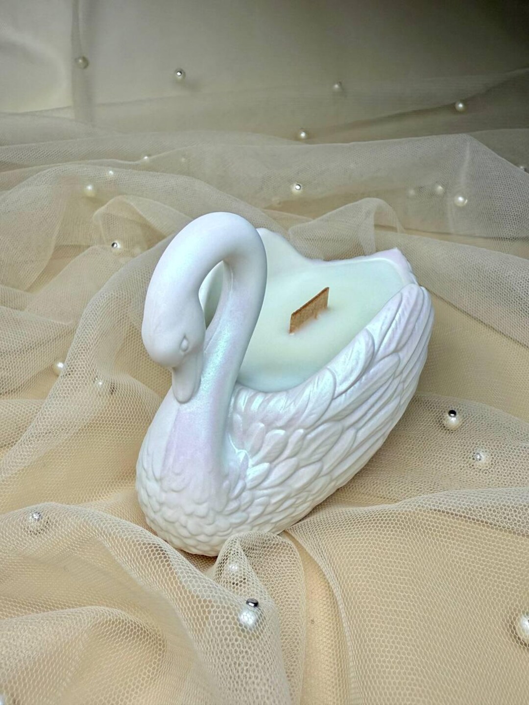Handmade Swan Candle, Pearl White Soy Wax Candle - Etsy UK