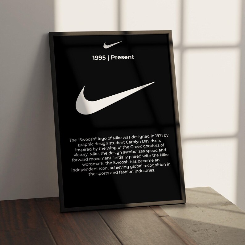 Nike Poster Logo Quote BLACK DESIGN, Logo History Poster, Set of 3 Nike ...