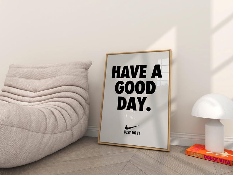 Nike Motivational Quote Poster White, Nike Wall Art, Just Do It Poster ...