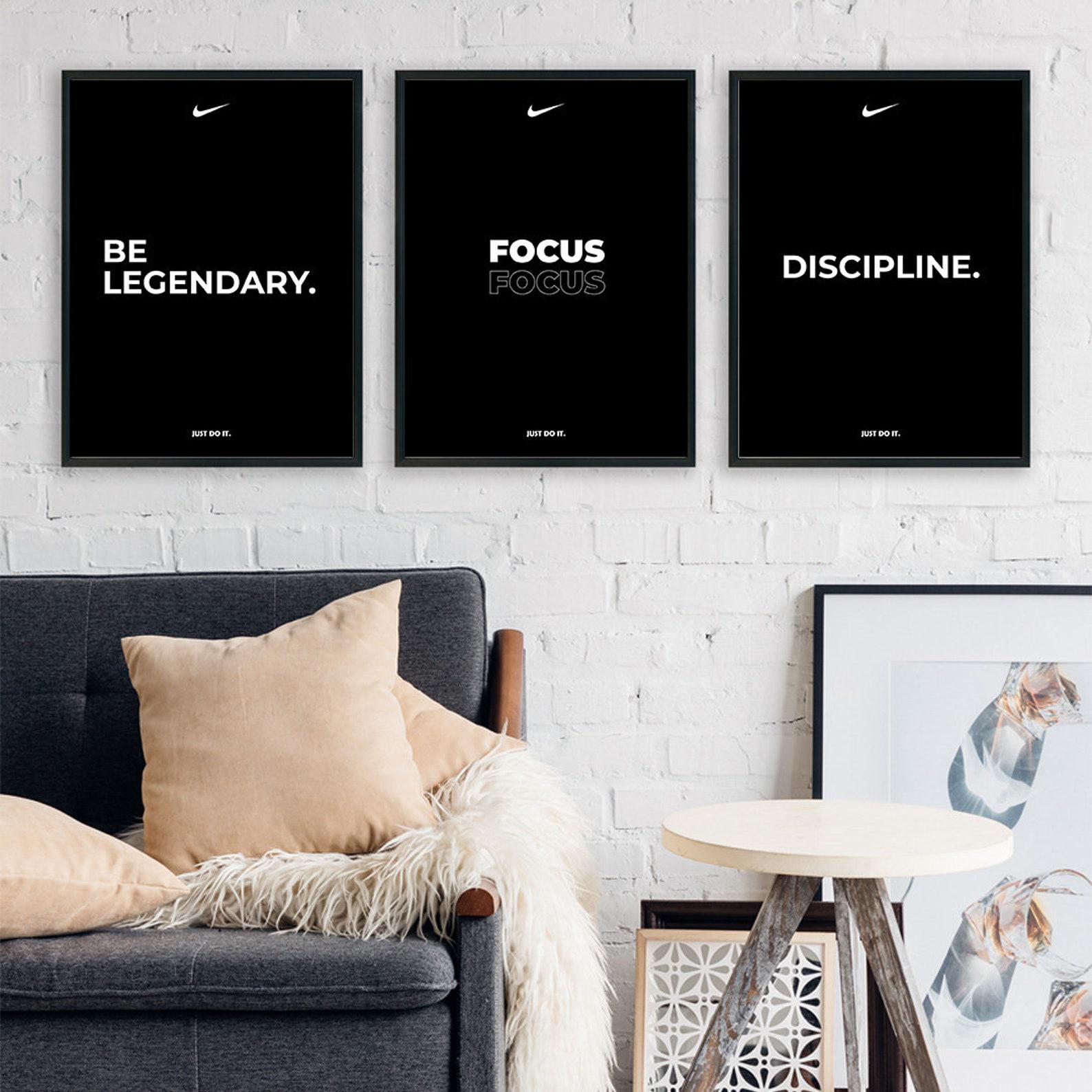Nike Poster Logo Quote BLACK DESIGN, Logo History Poster, Set of 3 Nike ...