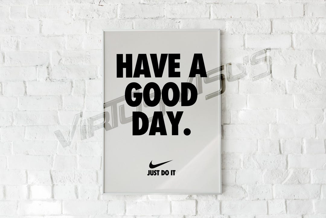 Nike Motivational Quote Poster White, Nike Wall Art, Just Do It Poster ...