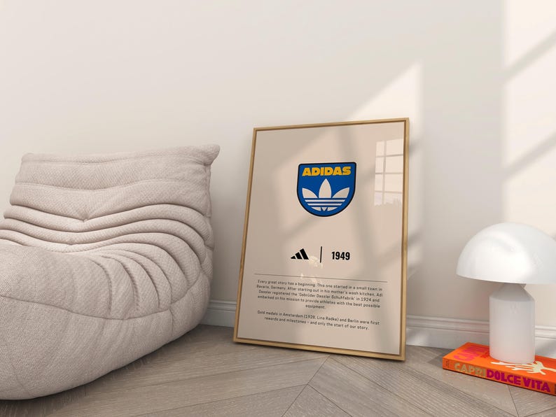 Vintage Adidas Poster, Wall Art and Decor, Minimalist Adidas Decor - Wall Art - Adidas Ad. - Etsy