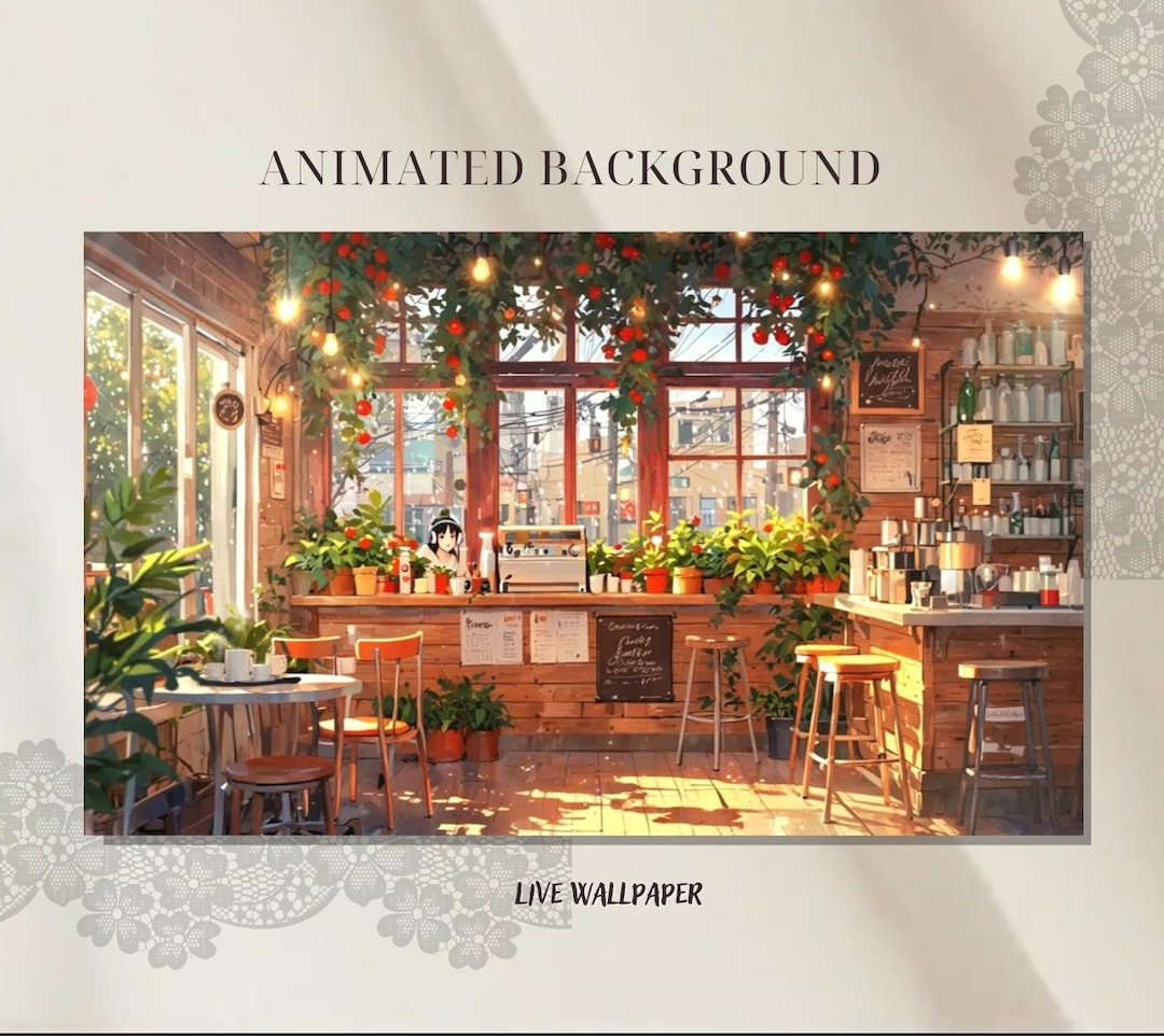 Lo Fi Winter Green Cafe | Animated Background | Live Wallpaper, Youtube ...