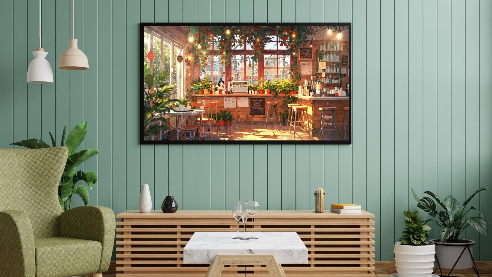 Lo Fi Winter Green Cafe | Animated Background | Live Wallpaper, Youtube ...