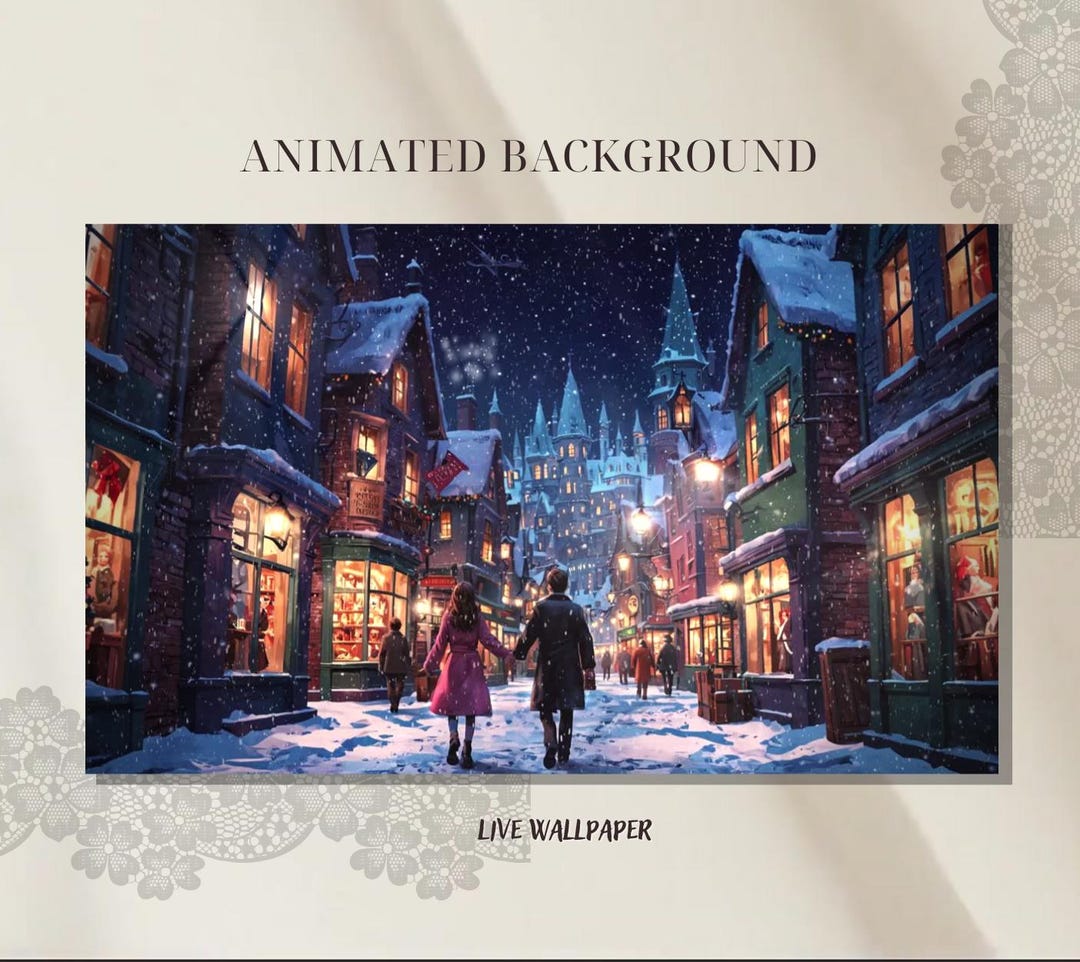 Diagonal Winter Christmas Lane Animated Background (harry Potter's Ambience) | Live Wallpaper ...
