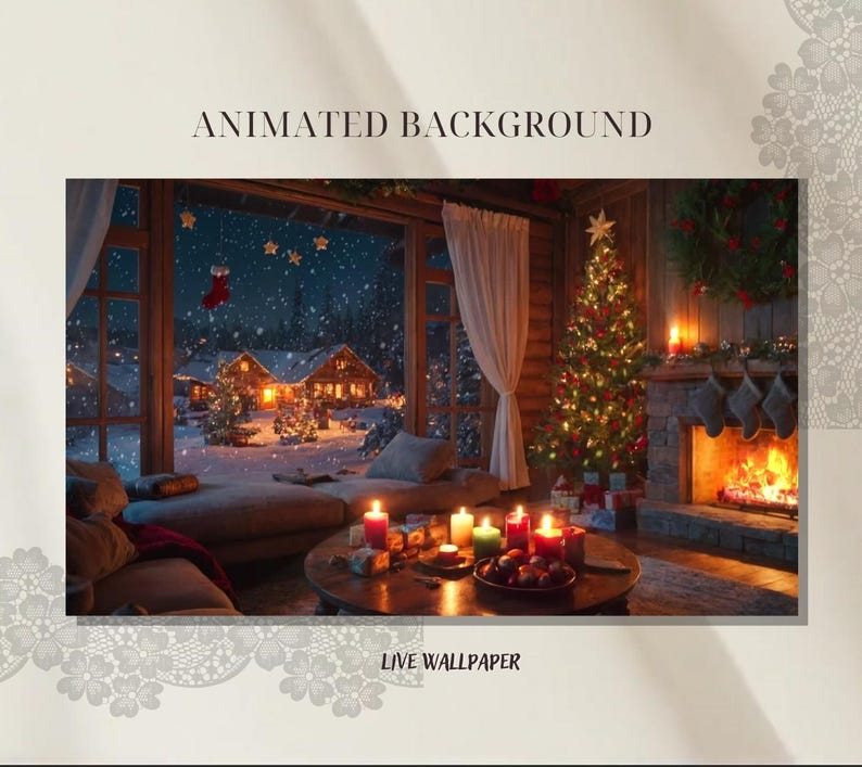 Christmas Tree Fireplace Animated Background | Cozy Winter Room ...