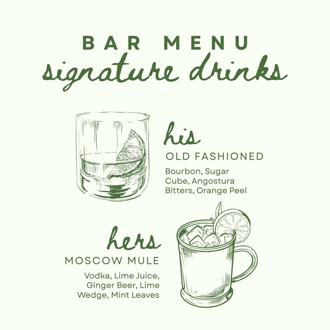Green Bar Menu Sign - Etsy