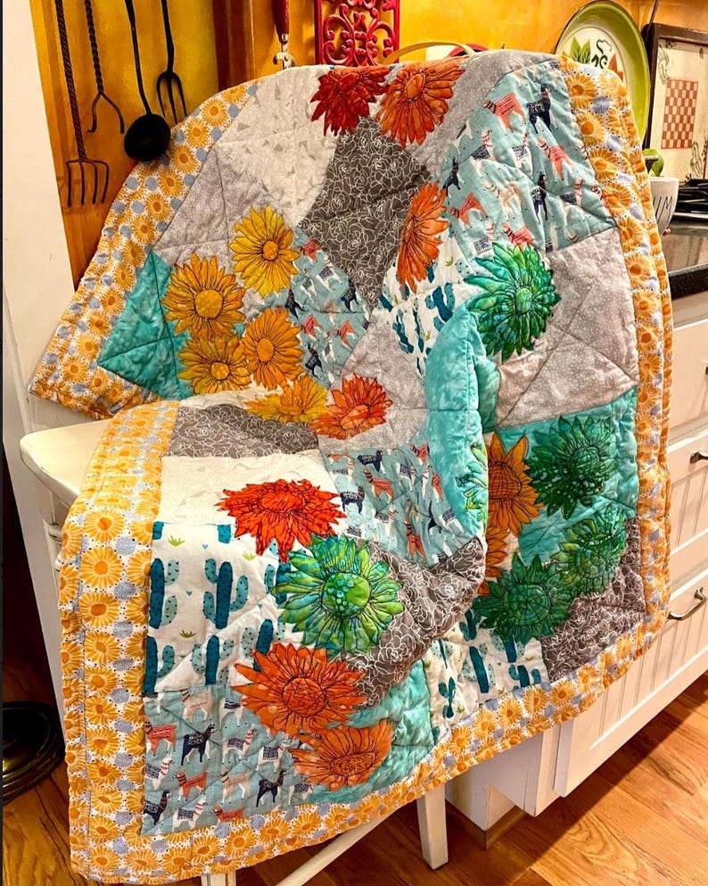 Sunflower Happy Art Quilt Pattern for Beginners - Etsy