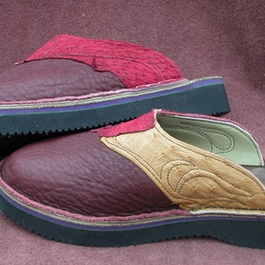Leather Custom Clogs Handmade Shoes - Redwood Buffalo, Ostrich Leather ...