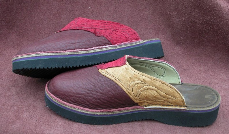 Leather Custom Clogs Handmade Shoes Redwood buffalo ostrich | Etsy