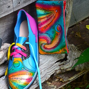Handmade Custom Leather Shoes THIS SET Cosmic Sunrise. Golds, Yellows ...